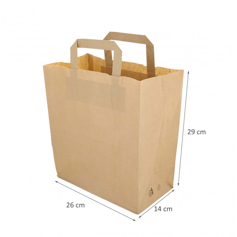 sacs papiers personnalisés kraft brun 26 x 29 cm soufflet de 14 cm